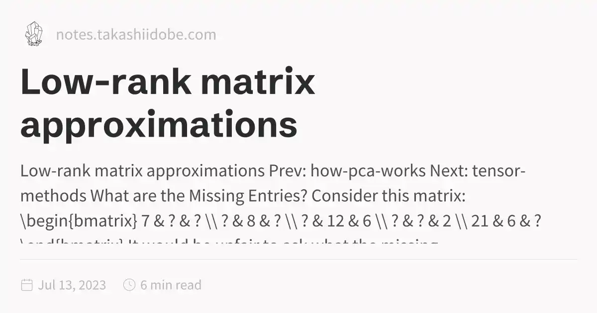 Low-rank matrix approximations